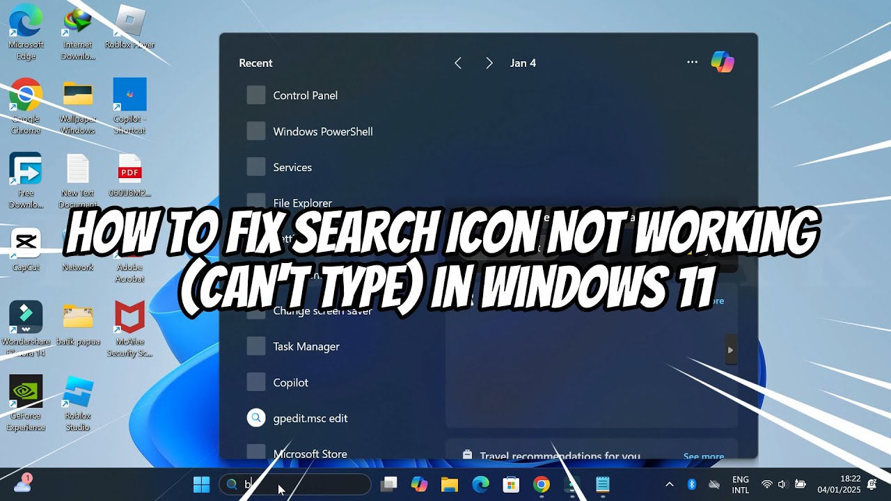 How to Fix Search Icon Not Working (Can't Type) in Windows 11 - YouTube