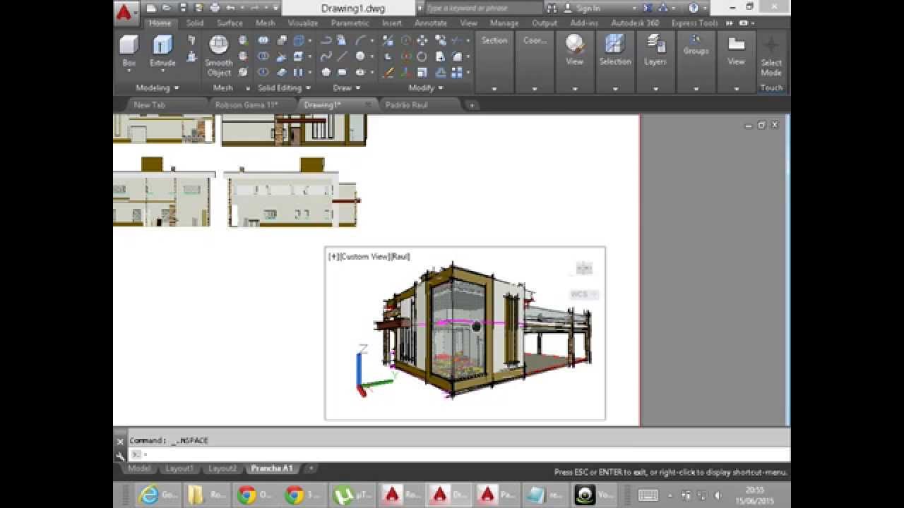 AutoCAD 3D Como criar visao de camera e inserir na viewport - YouTube