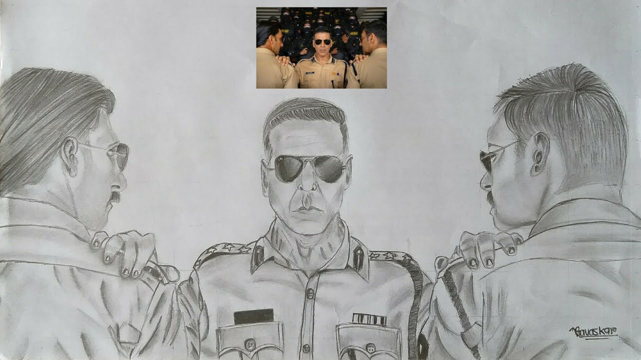 Drawing of Simba, Singham and Sooryavanshi.🚓🚓 - YouTube