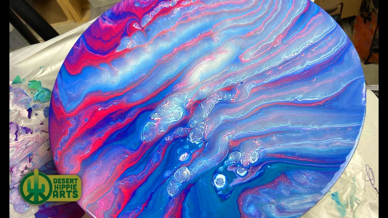 TREE RING PAINT POURING on a 12" Wood Circle - YouTube