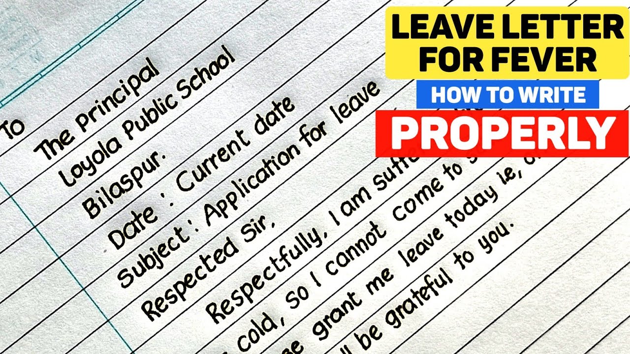 How to write leave letter for fever || Leave application for fever ...