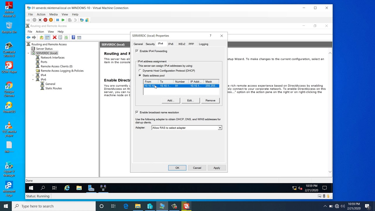 VPN Server (IPV4 Addresses Configured ) on windows server 2019 part 2 ...