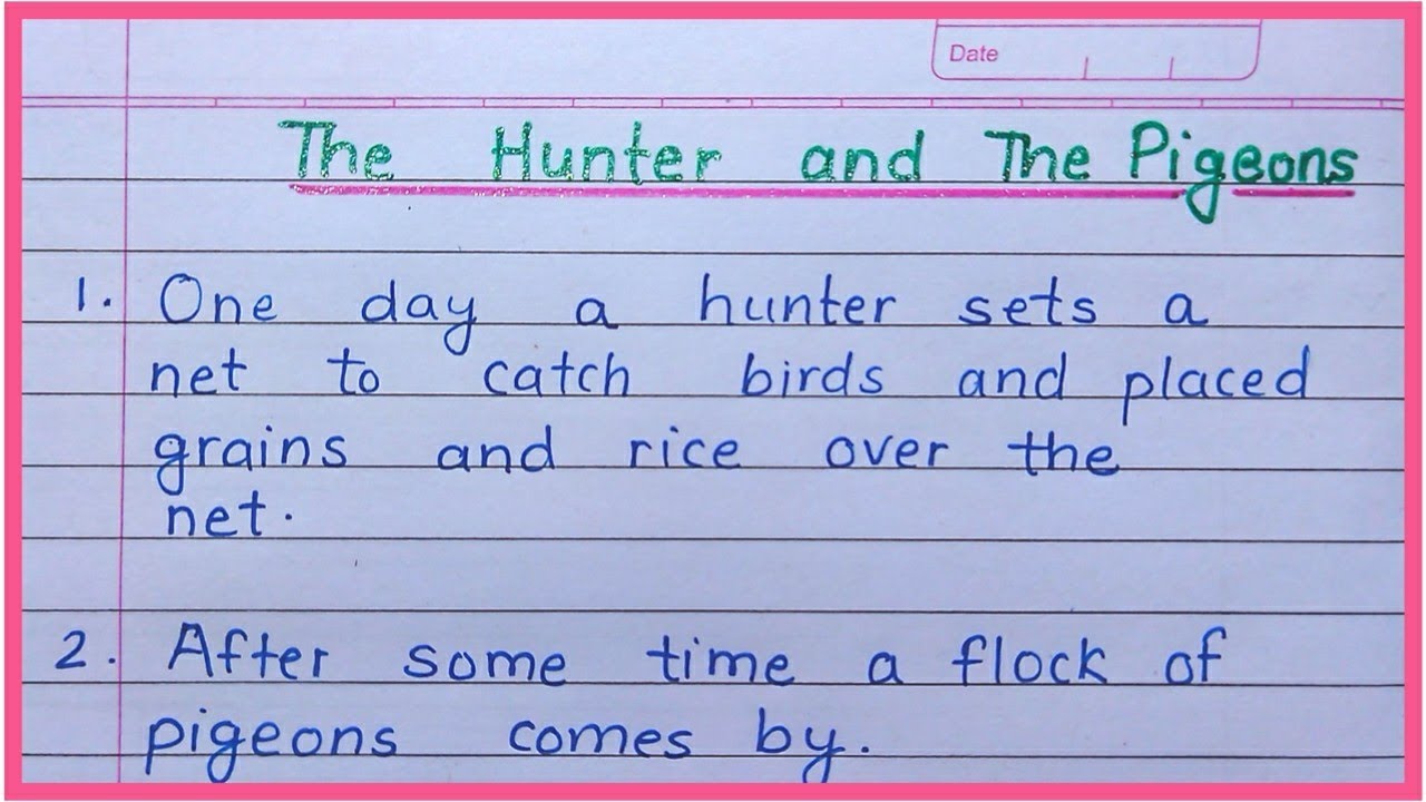 The hunter and the pigeon story in english | 10 lines story |the hunter ...