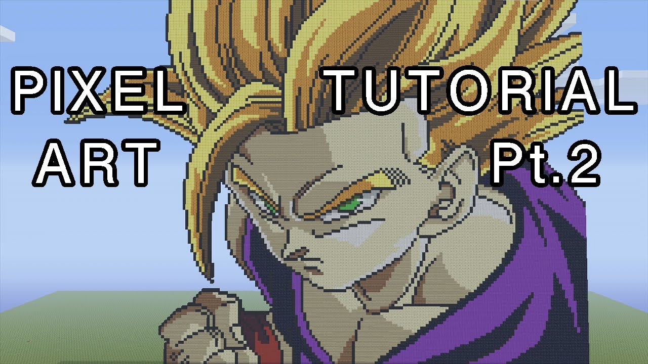 Minecraft Pixel Art Tutorial - Super Saiyan Teen Gohan Part 2 - YouTube