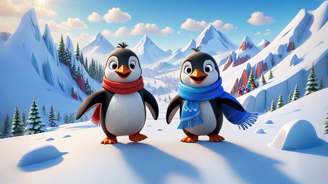 Six Tiny Penguins Slide on Ice | Winter Counting Song for Kids | Fun ...