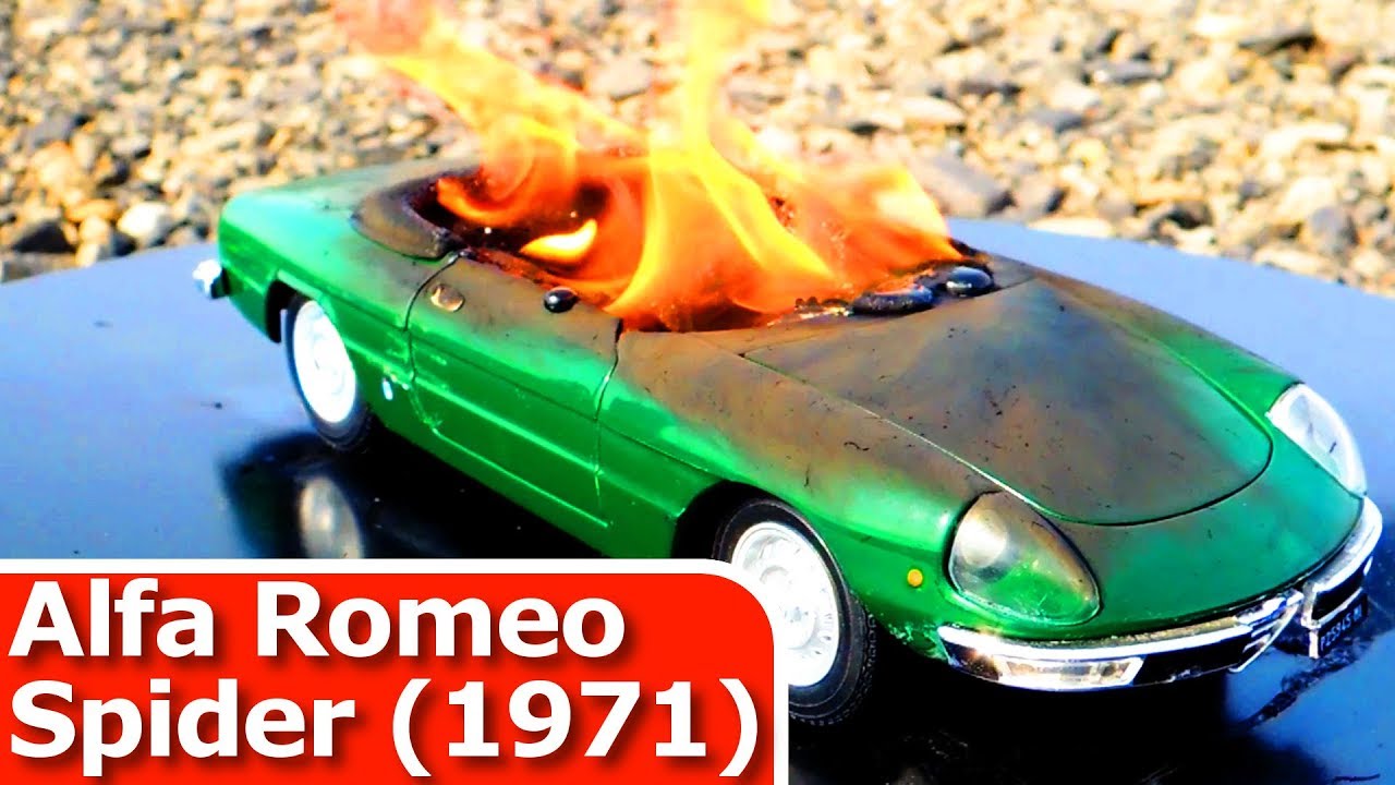 Burning Toy Cars - Alfa Romoe Spider - The Car is on FIRE - YouTube