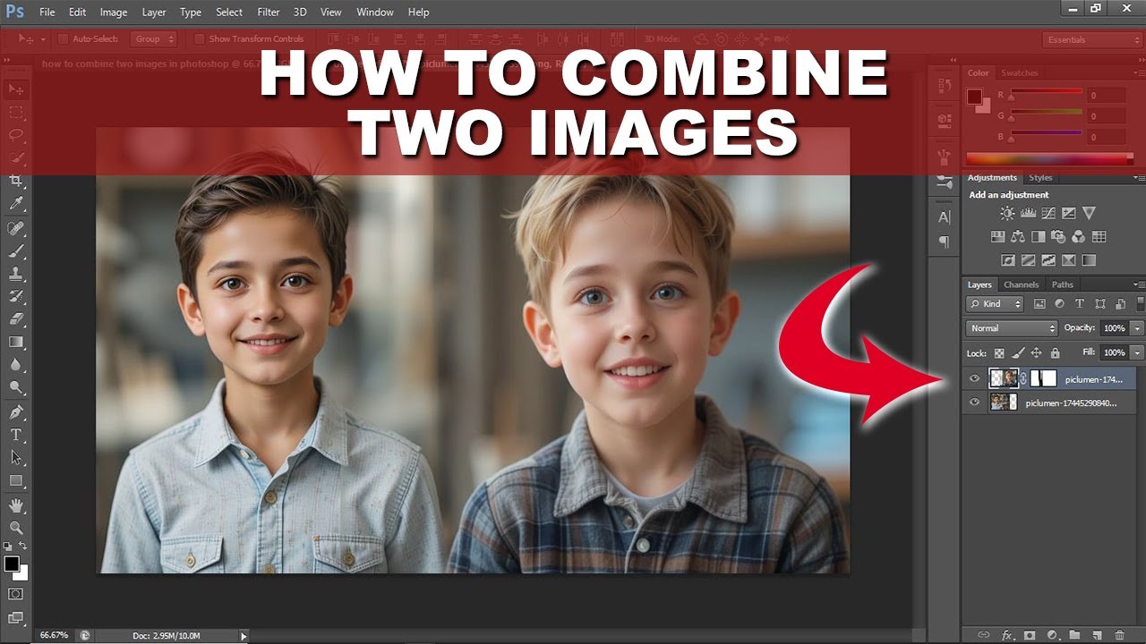 How to Combine Two Images in Photoshop | Easy Photo Merge Tutorial ...