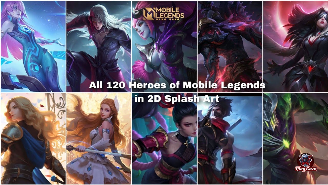All 120 Heroes of Mobile Legends in 2D Splash Art - YouTube