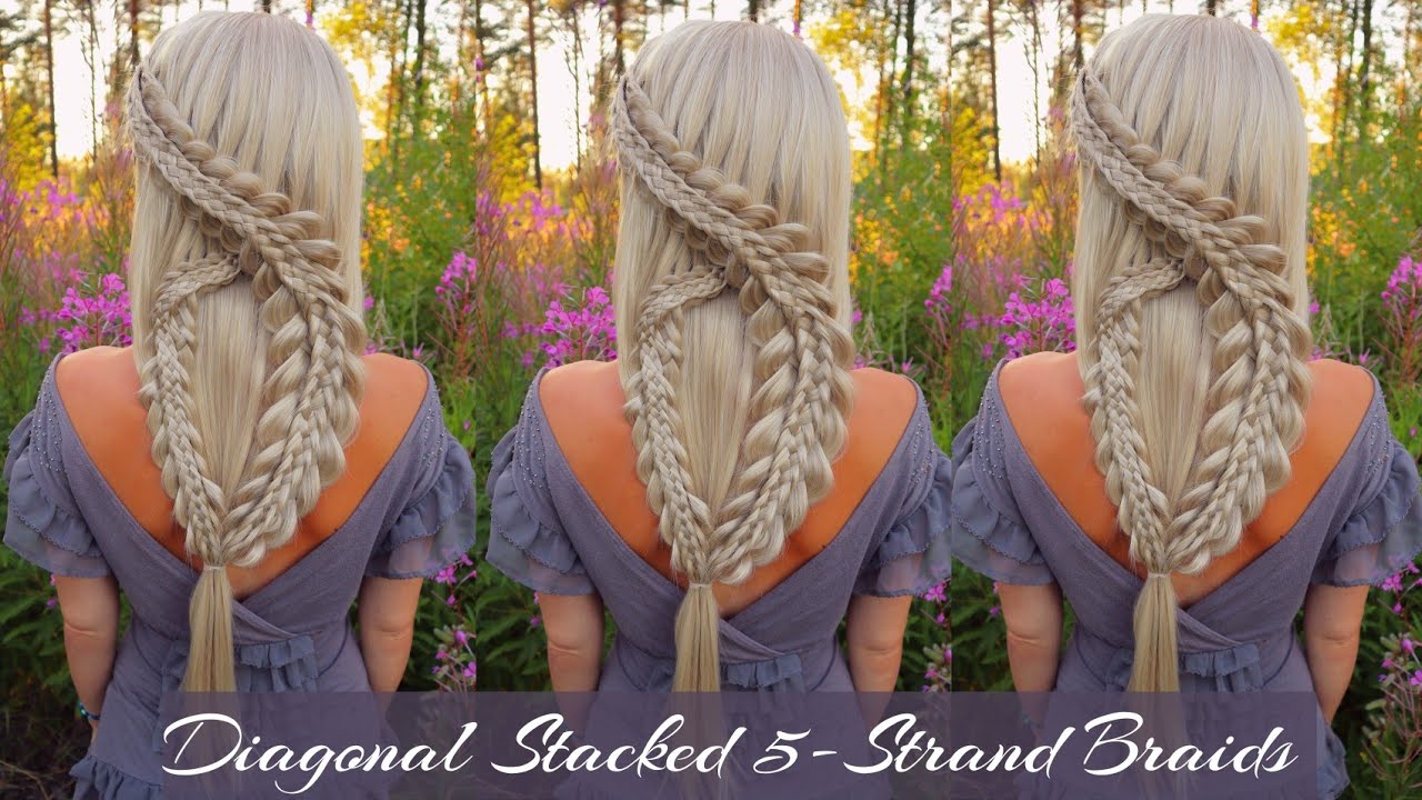 Diagonal Stacked 5-Strand Braids | Braided Hairstyles for Long Hair ...