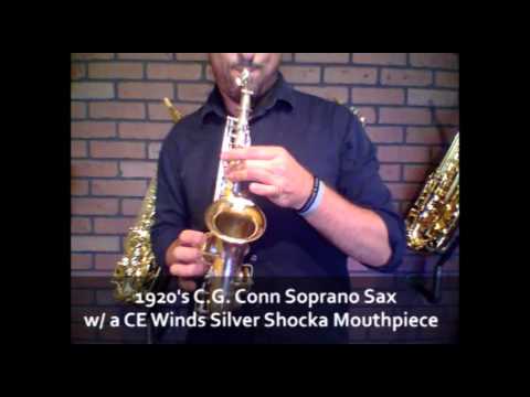 SaxMall.com Vintage Conn Curved Soprano Saxophone Sax played with CE ...