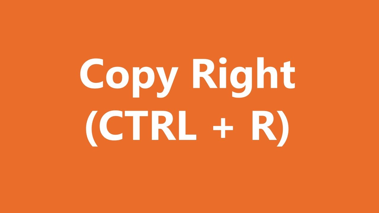 Excel Shortcuts - Copy Right - YouTube