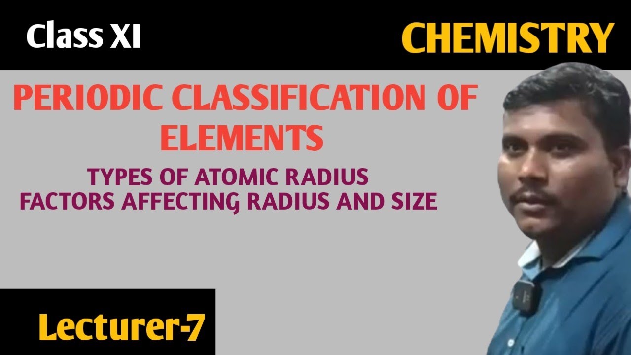 PERIODIC CLASSIFICATION OF ELEMENTS | TYPES OF ATOMIC RADIUS| CHEMISTRY ...
