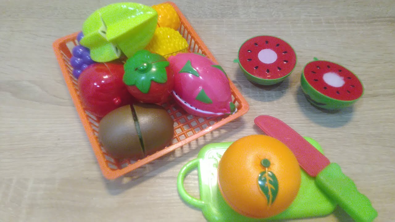 Mainan buah-buahan dipotong-potong, satisfying video ASMR cutting ...