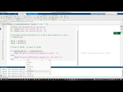 Understanding Exact Differential Equations | Explained with MATLAB Example Part 2 - YouTube