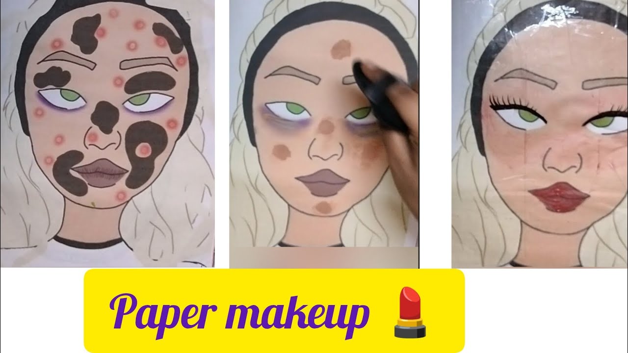 face paper makeup 💄| paper makeup 😍|paper diy | #viral #shorts # ...
