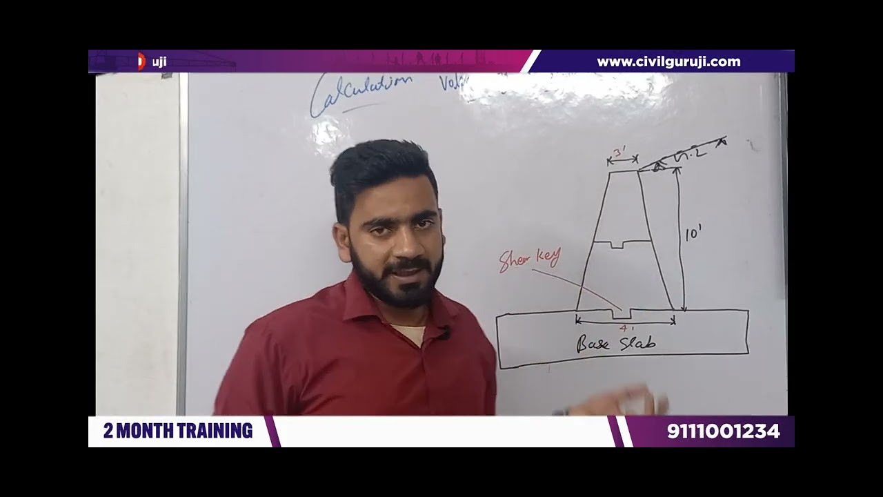 How to calculate volume of retaining wall || Civil Guruji - YouTube
