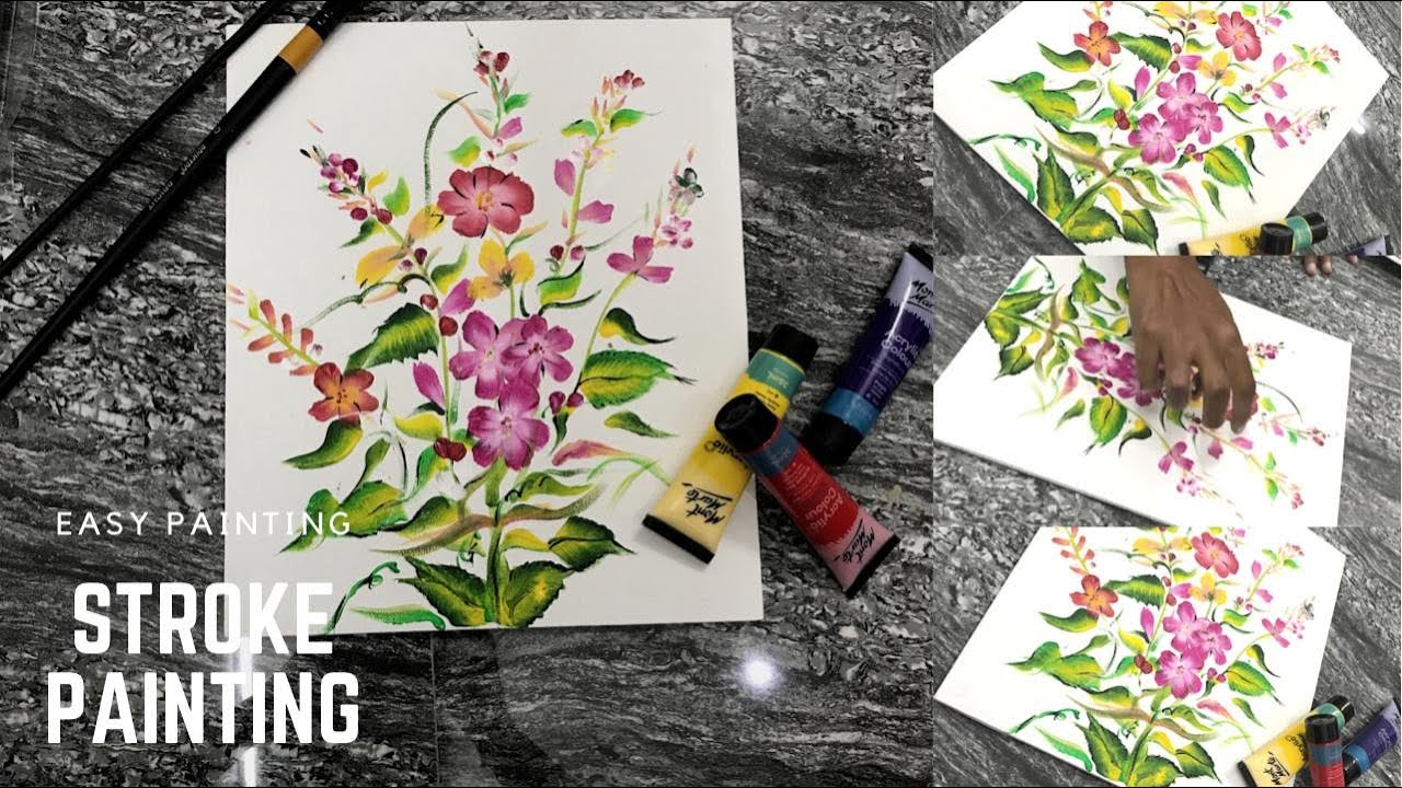 Acrylic painting | Simple and easy flowers painting using one stroke ...