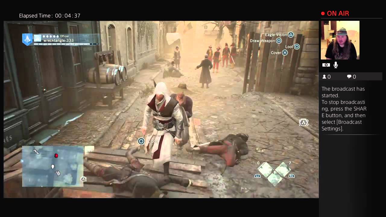 Jesse Lyon is drinking beer and creating havoc on Assassins Creed Unity . PS4 Broadcast, LIVE ...