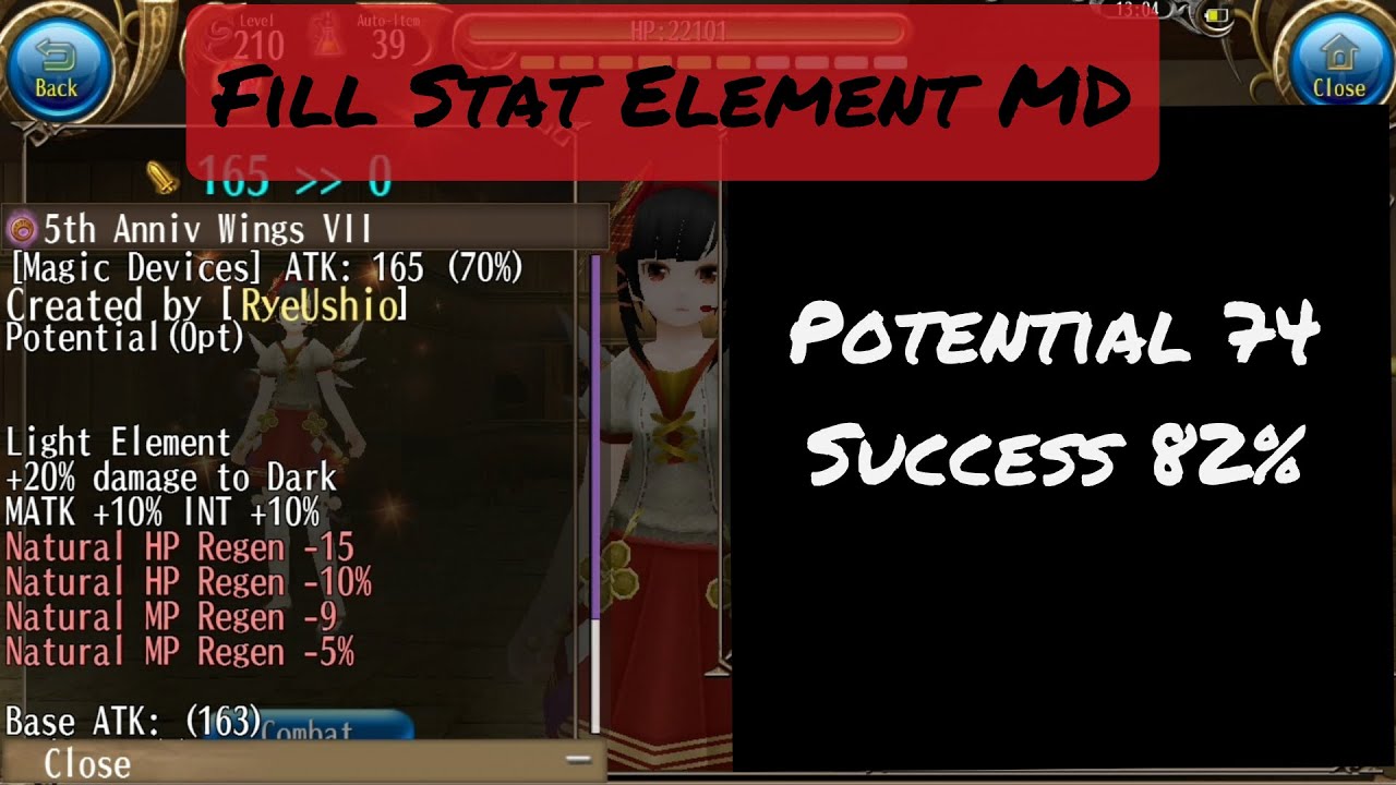 Toram Online Fill Stat Element Magic Device ele dte20%im10% - YouTube