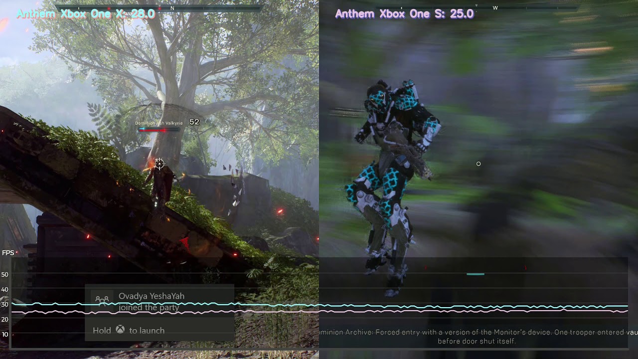 Frame Rate Analysis Anthem comparison XBOX ONE X VS XBOX ONE S - YouTube