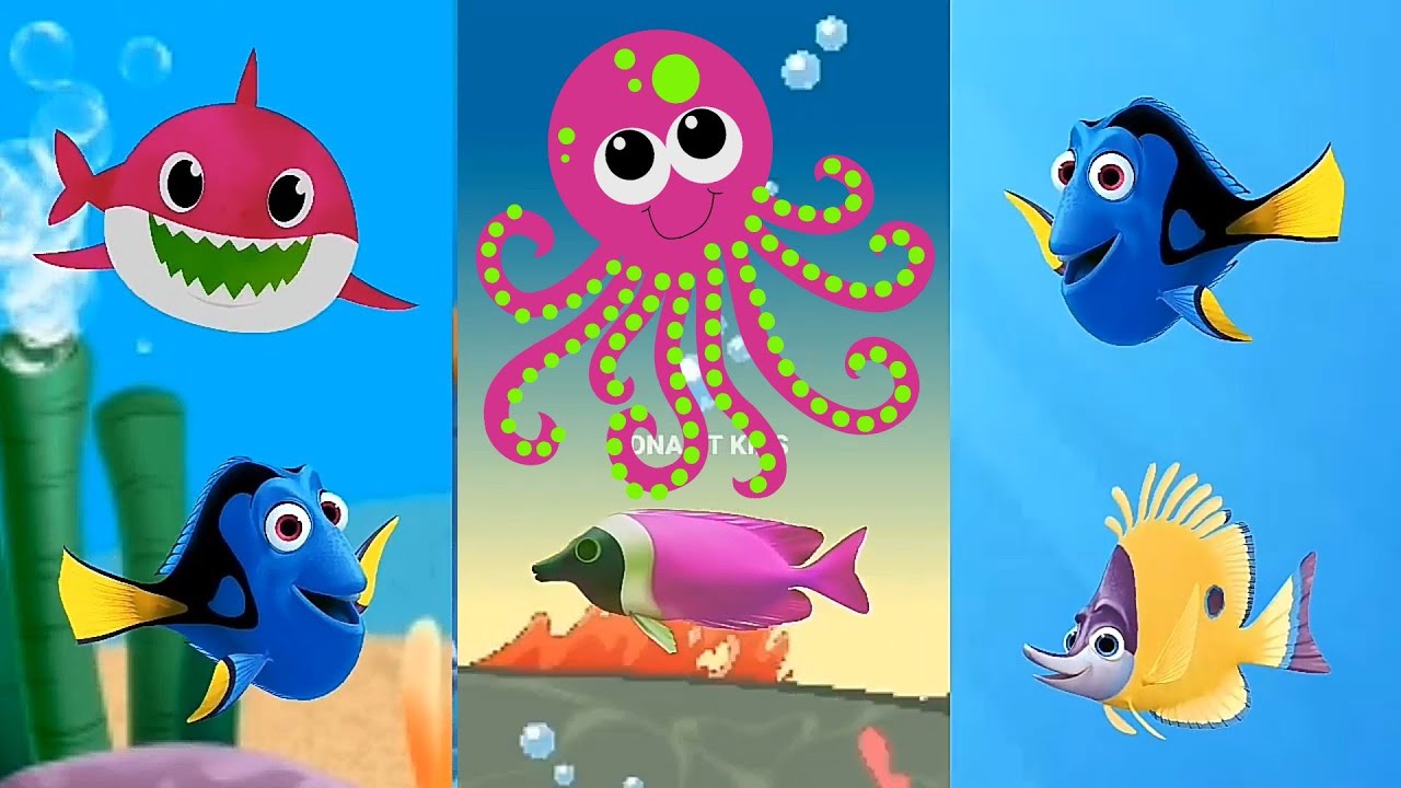 Animals Sea Baby Shark Dance Song under seaworld with Dolphin octopus ...