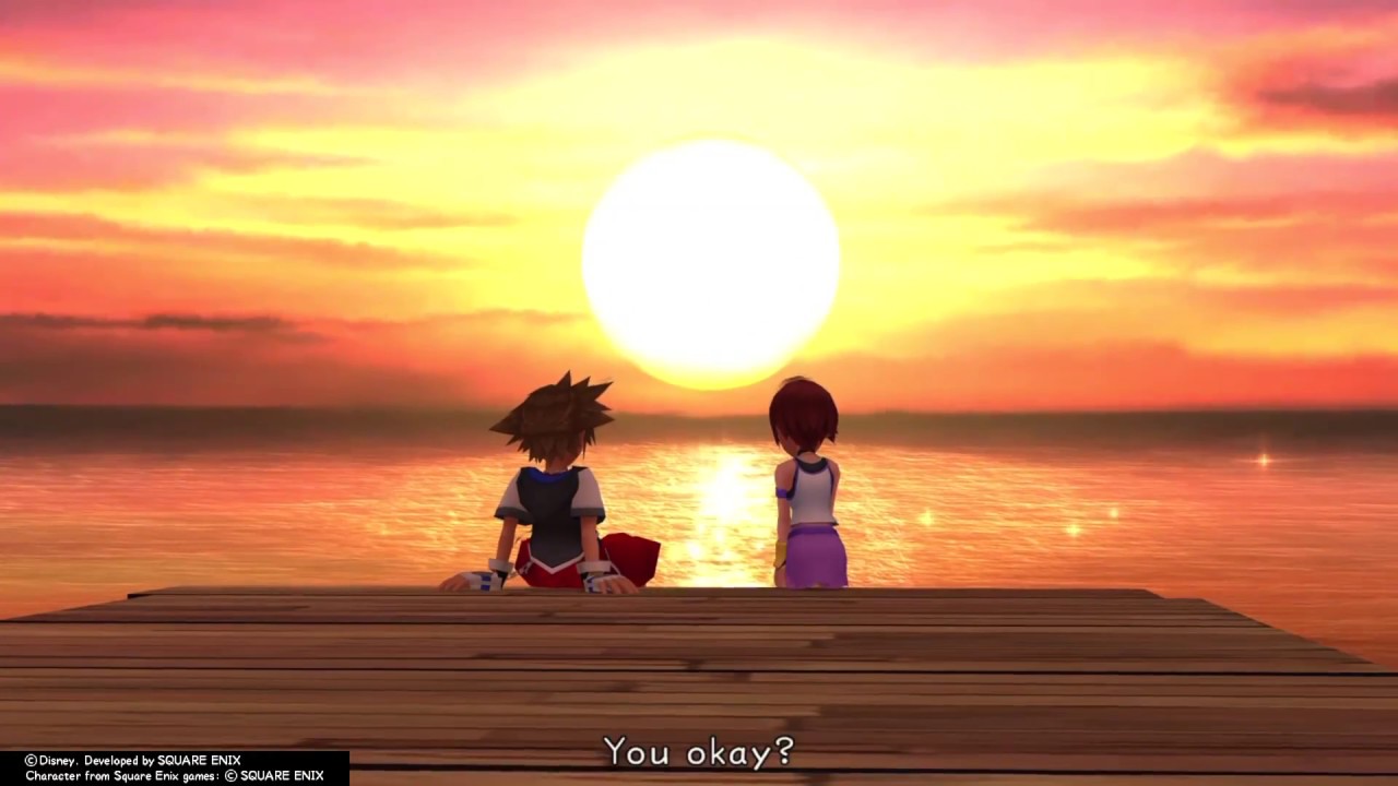 Kingdom Hearts Kairi And Sora Sunset