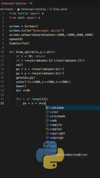 Asmr Progamming Dodecagon Spiral Python Shorts Programming Asmr Asmrprogramming Lofi