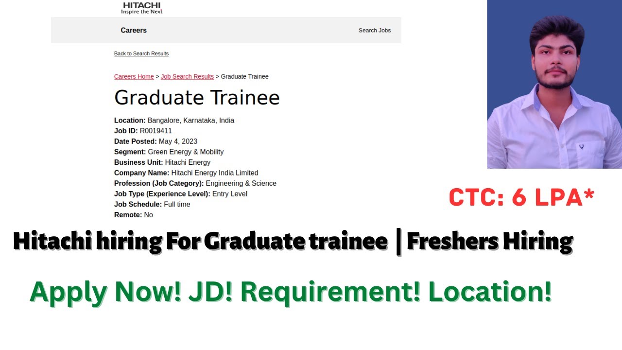 Hitachi Hiring for Graduate Trainee | Graduates can apply | 6LPA ...