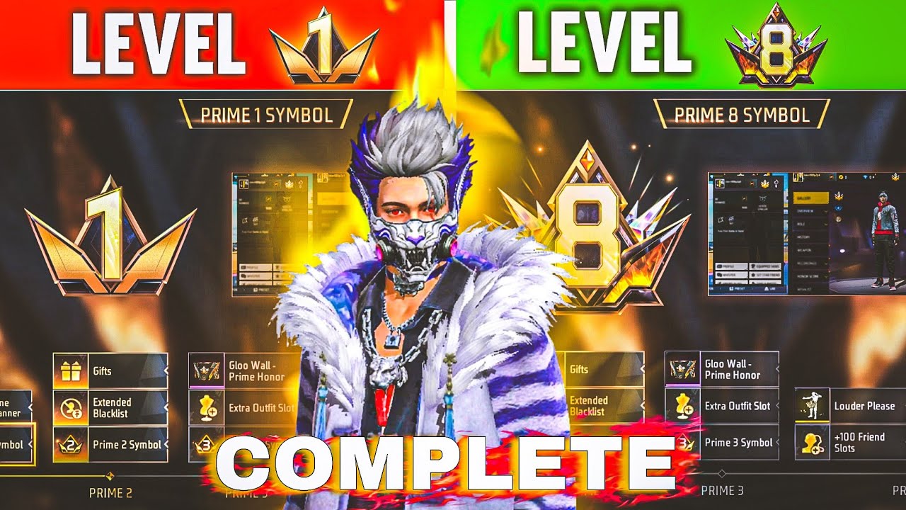 Free Fire Prime Level Up | Level 1 To Level 8 Kaise Kare | Prime Events ...