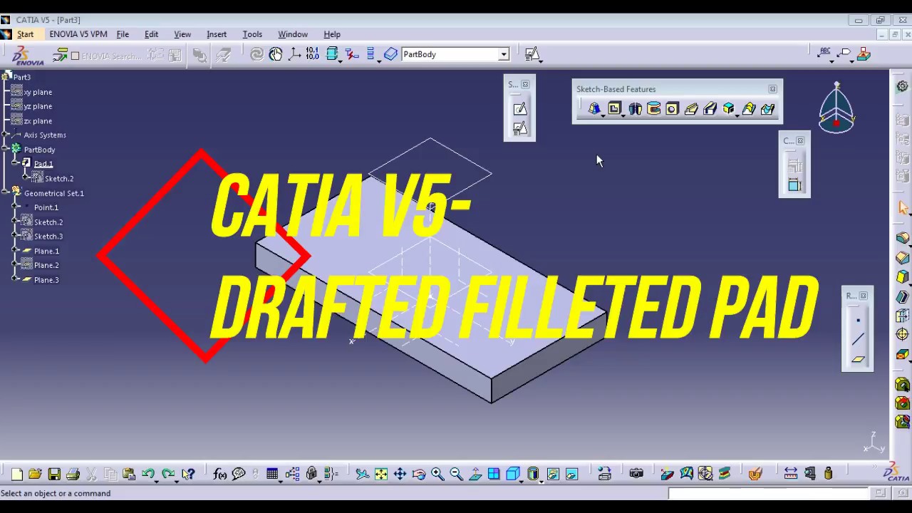 DRAFTED FILLETED PAD IN CATIA V5 - YouTube