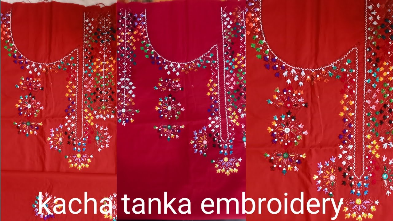 kacha tanka on Red ♥️ Dress #embroidery #handwork - YouTube
