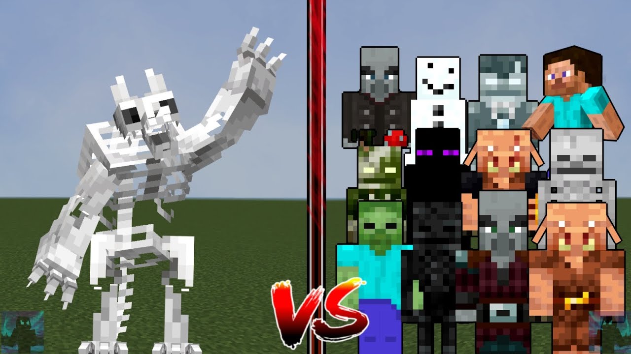 MUTANT SKELETON WOLF vs Every Mob, All Mobs, Raids, Mutant Herobrine ...
