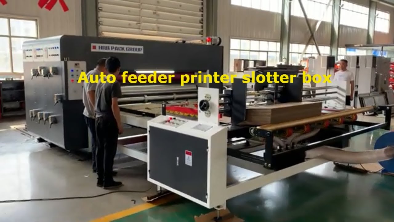HRB-Auto feeder Chain Flexo 2color Printing Slotting corrugated box ...
