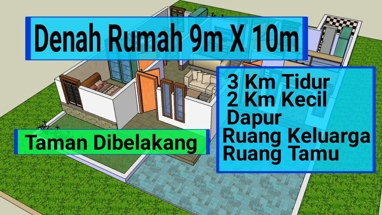 DENAH RUMAH UKURAN 9x10 - YouTube