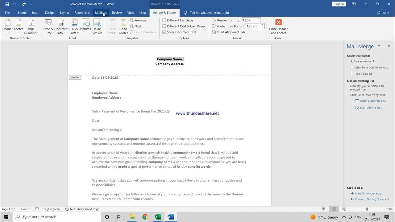 MS Word Mail Merge ( Step by Step) - YouTube