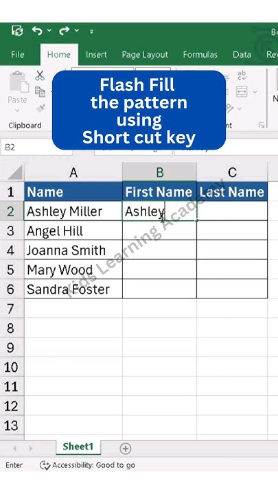 Flash fill in excel | Short cut key for flash fill | Excel short cuts #excel #computer #new ...