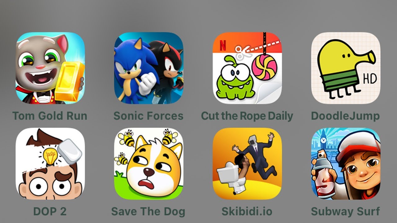 Talking Tom: Gold Run,Sonic Forces,Cut the Rope Daily,Doodle Jump,DOP 2 ...