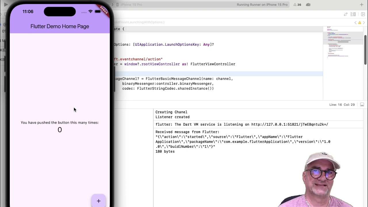 Sending messages from Flutter to iOS using the BasicMessageChannel - YouTube