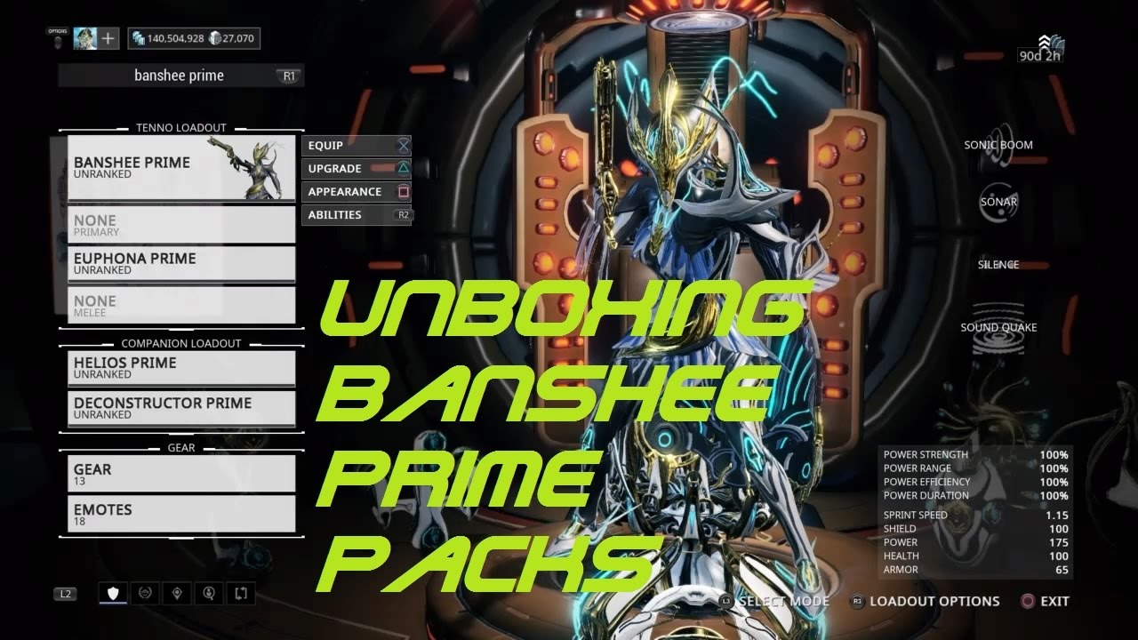 Warframe UNBOXING Banshee prime access pack and Banshee prime ...