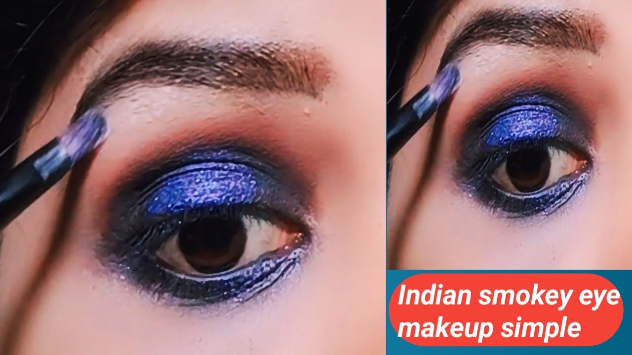 Smokey makeup tutorial || black and Blue smokey eys || how to apply eyeshadow to beginner ...