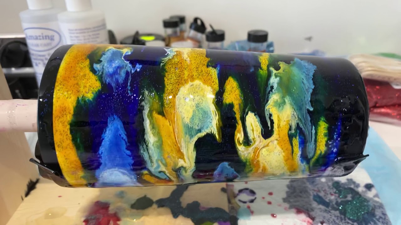 Tumbler with alcohol inks - YouTube