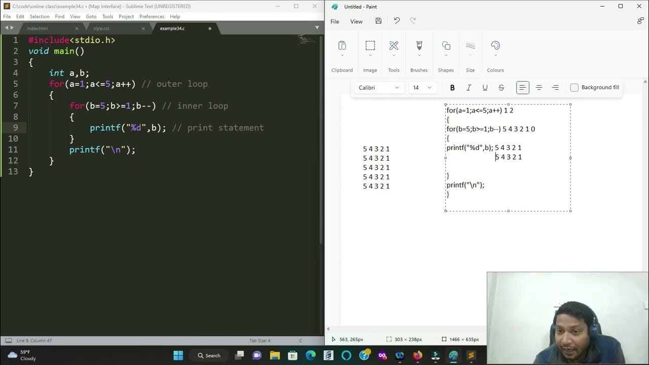 For Loop Pattern Lecture 04 Cprogramming Code Pattern Outer Inner Youtube