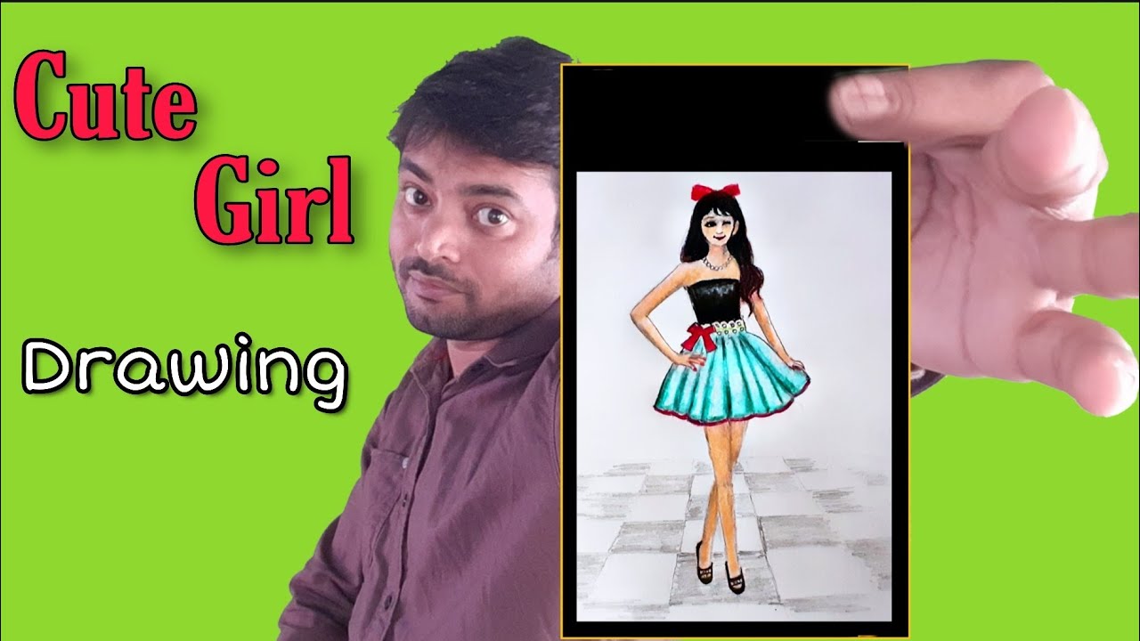 How To Draw A Lovely Blinking Girl With Derwent And Plastic Crayons Colour Pencil Kishor Art