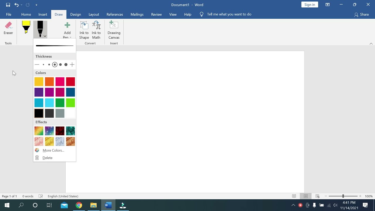 How to Enable pen on draw tab in MS WORD - YouTube