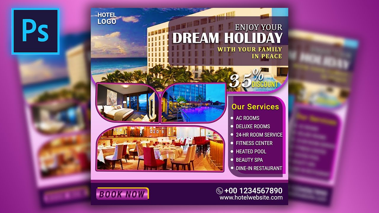 Social Media Post Design For Hotel & Resort | Instagram Post Design For ...