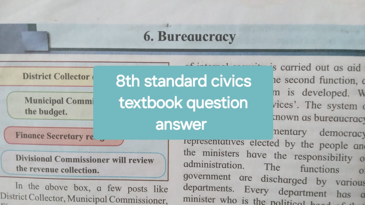 8th standard civics textbook question answer chapter 6 BUREAUCRACY ...