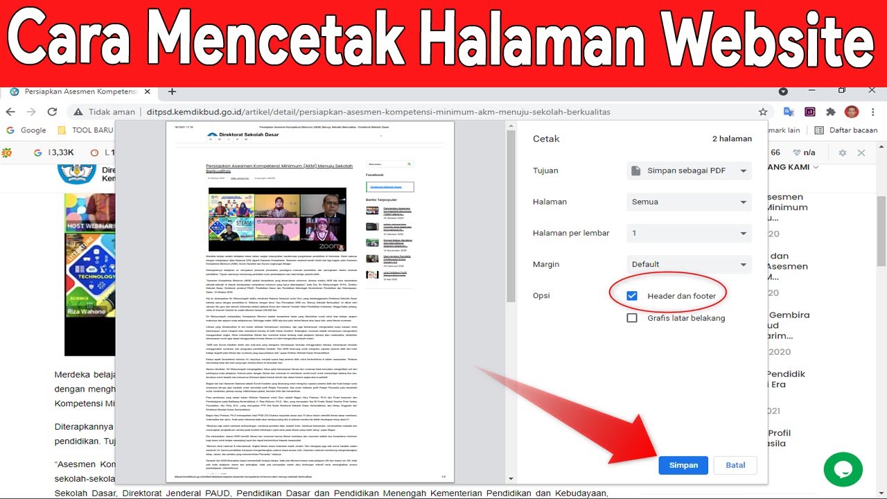 cara mencetak halaman website hasil browsing - YouTube