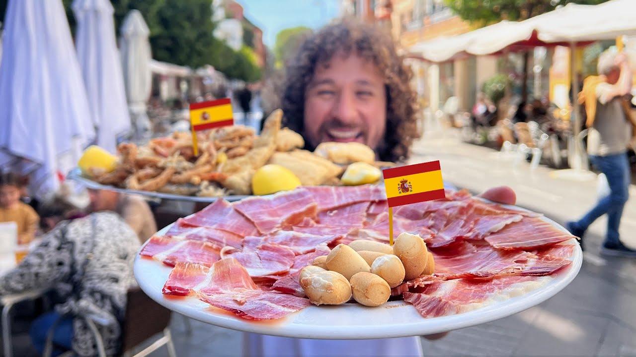 Probando comida callejera en ESPAÑA | La tierra del jamón 🥩🇪🇸 - YouTube