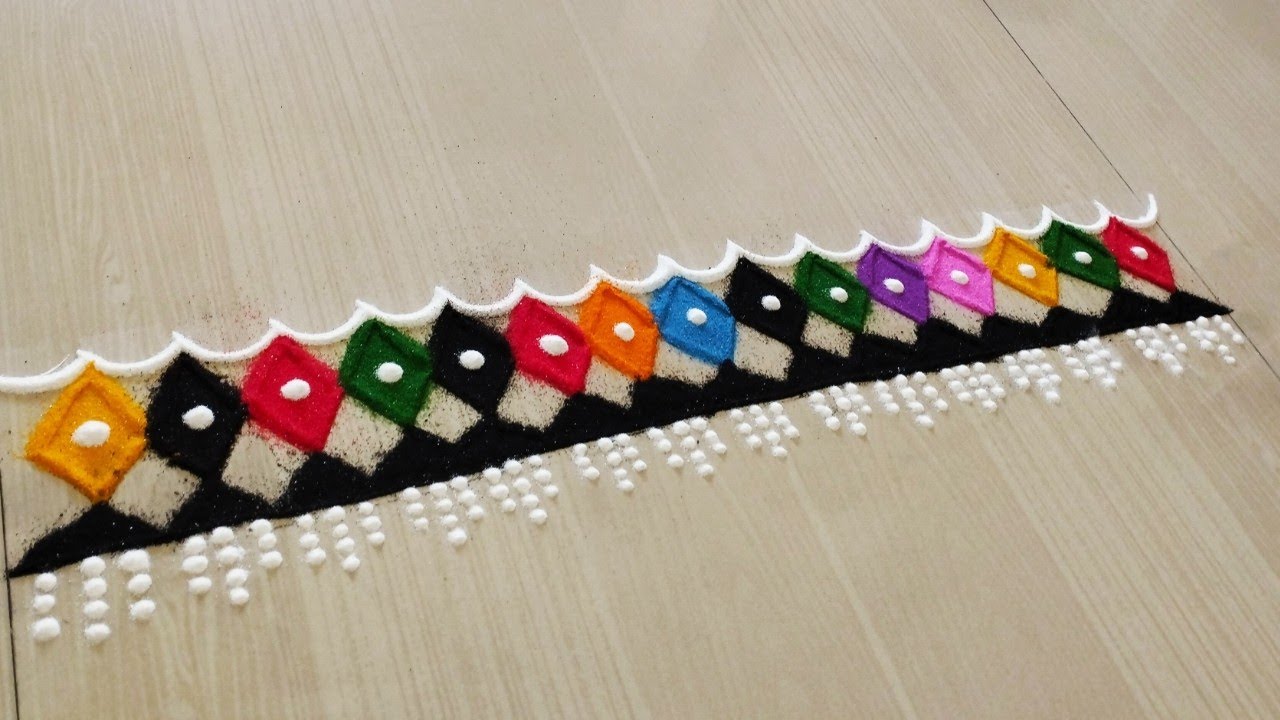 easy border rangoli // makar sankranti border rangoli // sankranti ...
