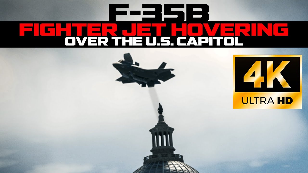 An F-35B Lightning II fighter jet is seen hovering over the U.S. Capitol today in Washington D.C ...